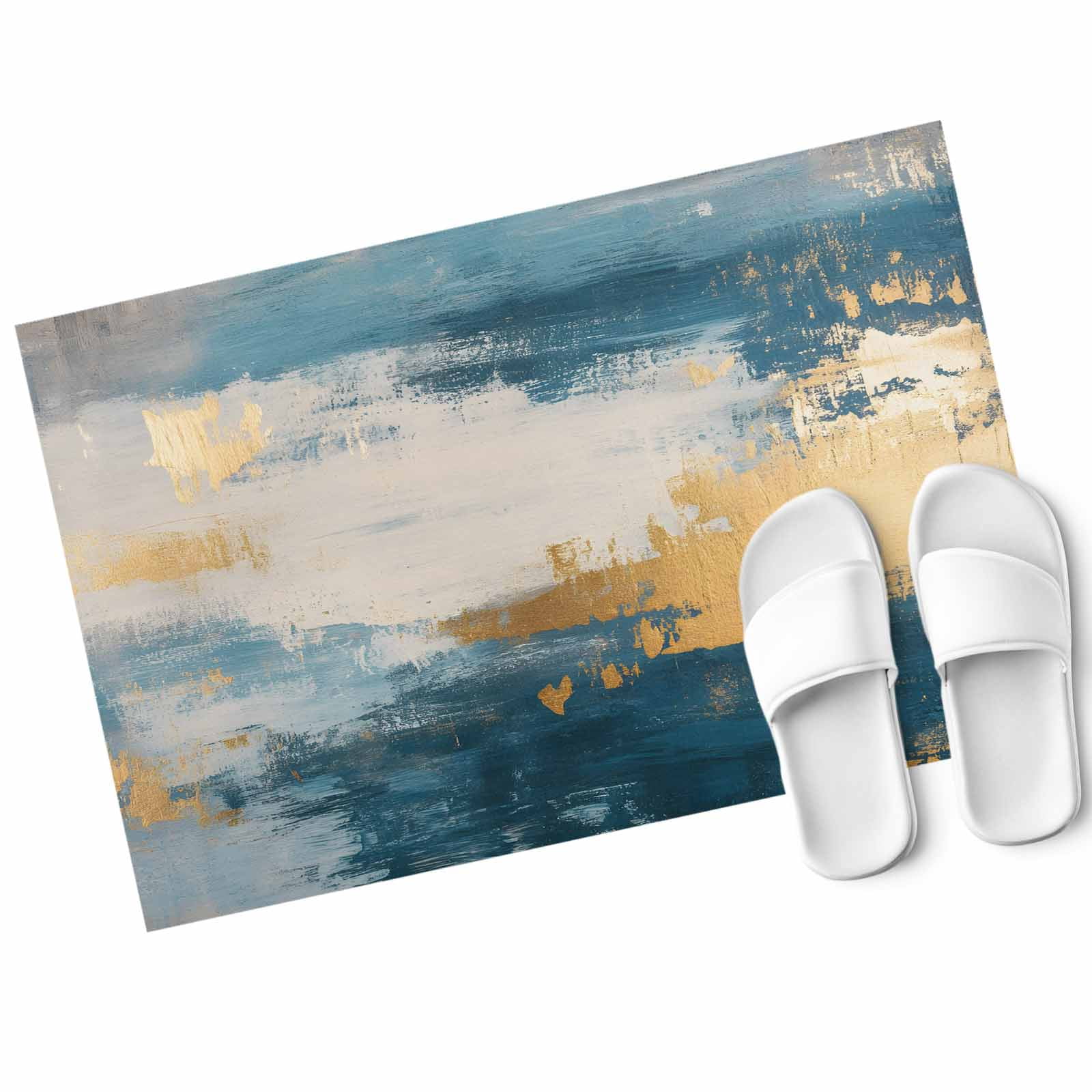 Absstract Color Block Door Mat Gold Blue Gradient Art Non Slip ...