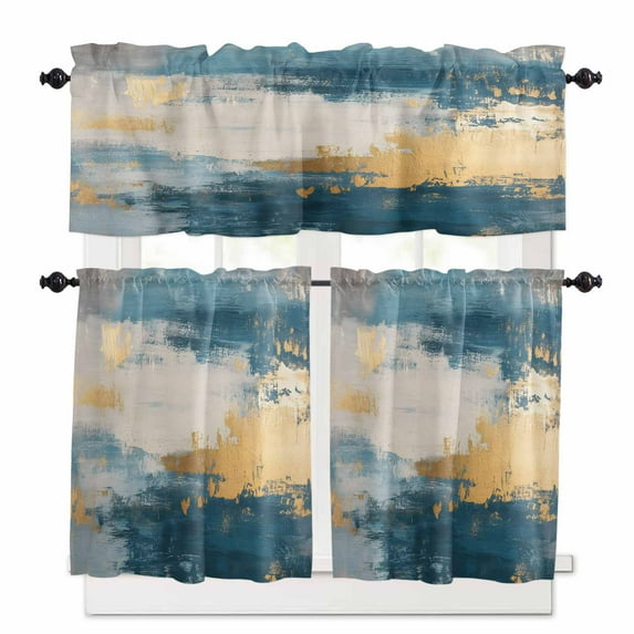 Absstract Color Block Kitchen Curtains Valances and Tiers Set of 3, 36 ...