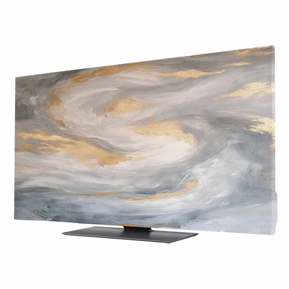 Abstact Marble Texture TV Dust Cover 43 Inch, Grey Brown Gold Gradient ...