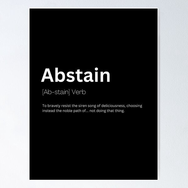 Abstain Dictionary Definition Poster Wall Art, Modern Wall Decor For ...