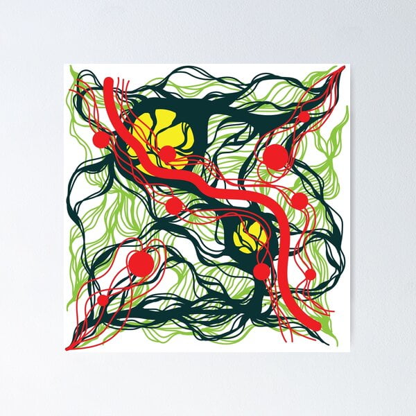 Abstarct Line Art Of The Old Roots In A Dwarf Tree Poster Wall Art ...