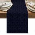 Abstrac Plant Cotton Linen Table Runner Black Blue Flower Ethnic Style ...