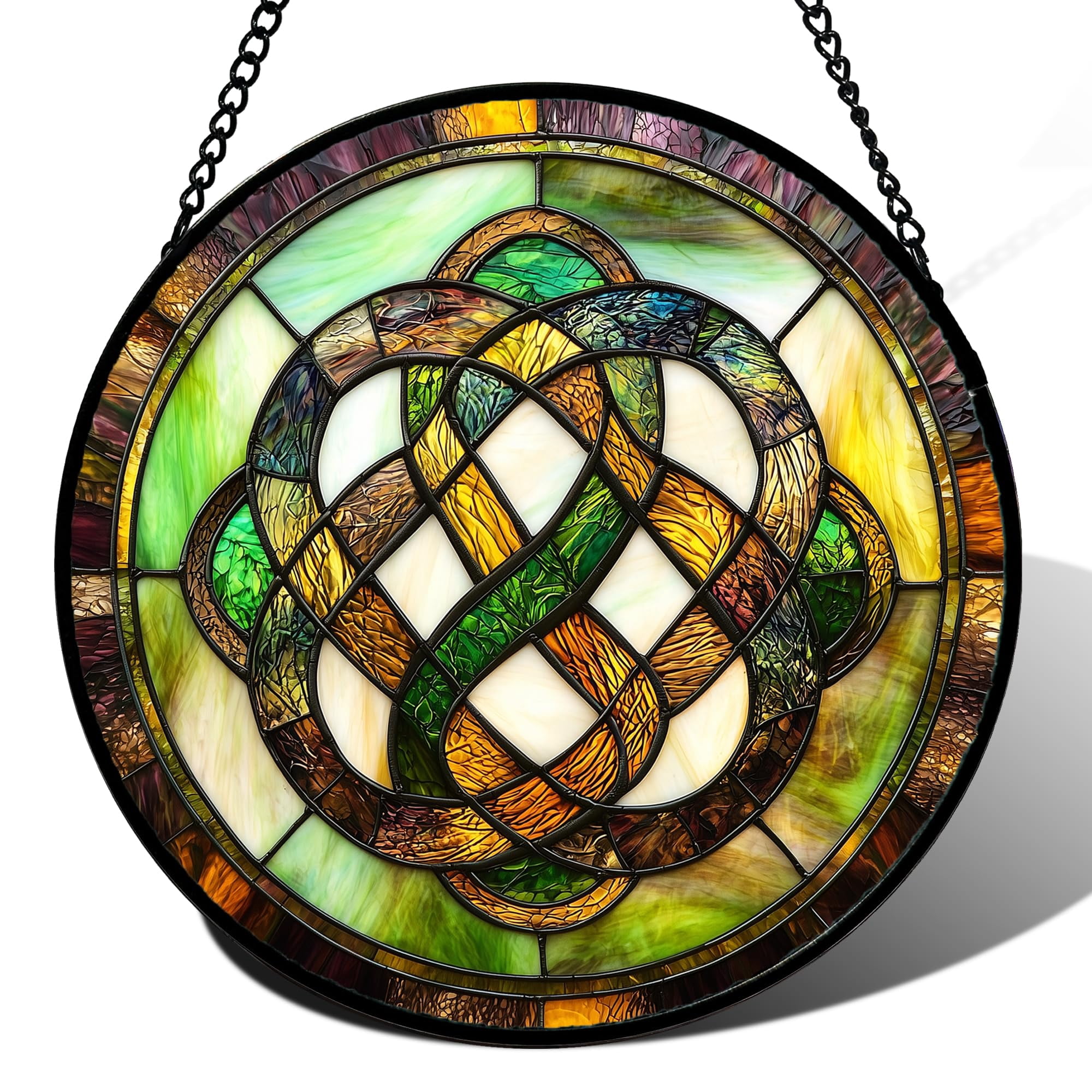 Abstract 14.9x14.9 IN Stained Glass Window Hanging Sun Catcher ...