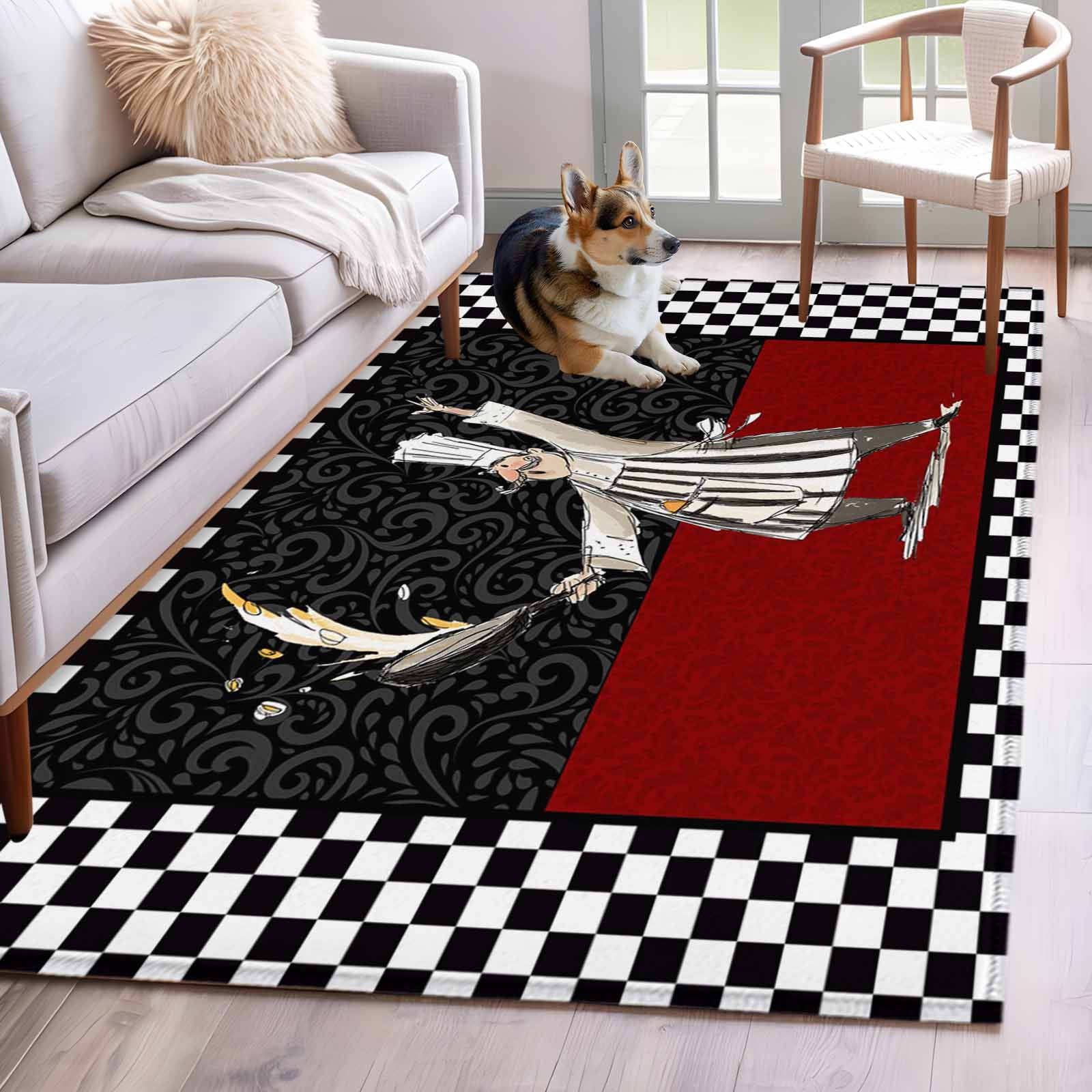 Abstract 2.7x5 Rug for Office Desk Chair Area Small Bedroom, Cartoon ...