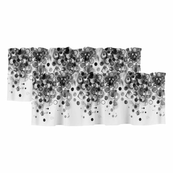 Abstract 2 Panels Kitchen Valance, Black Gradient Watercolors Ink ...