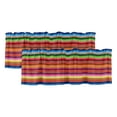 Abstract 2 Panels Kitchen Valance, Colorful Mexican Stripe Pattern Red ...