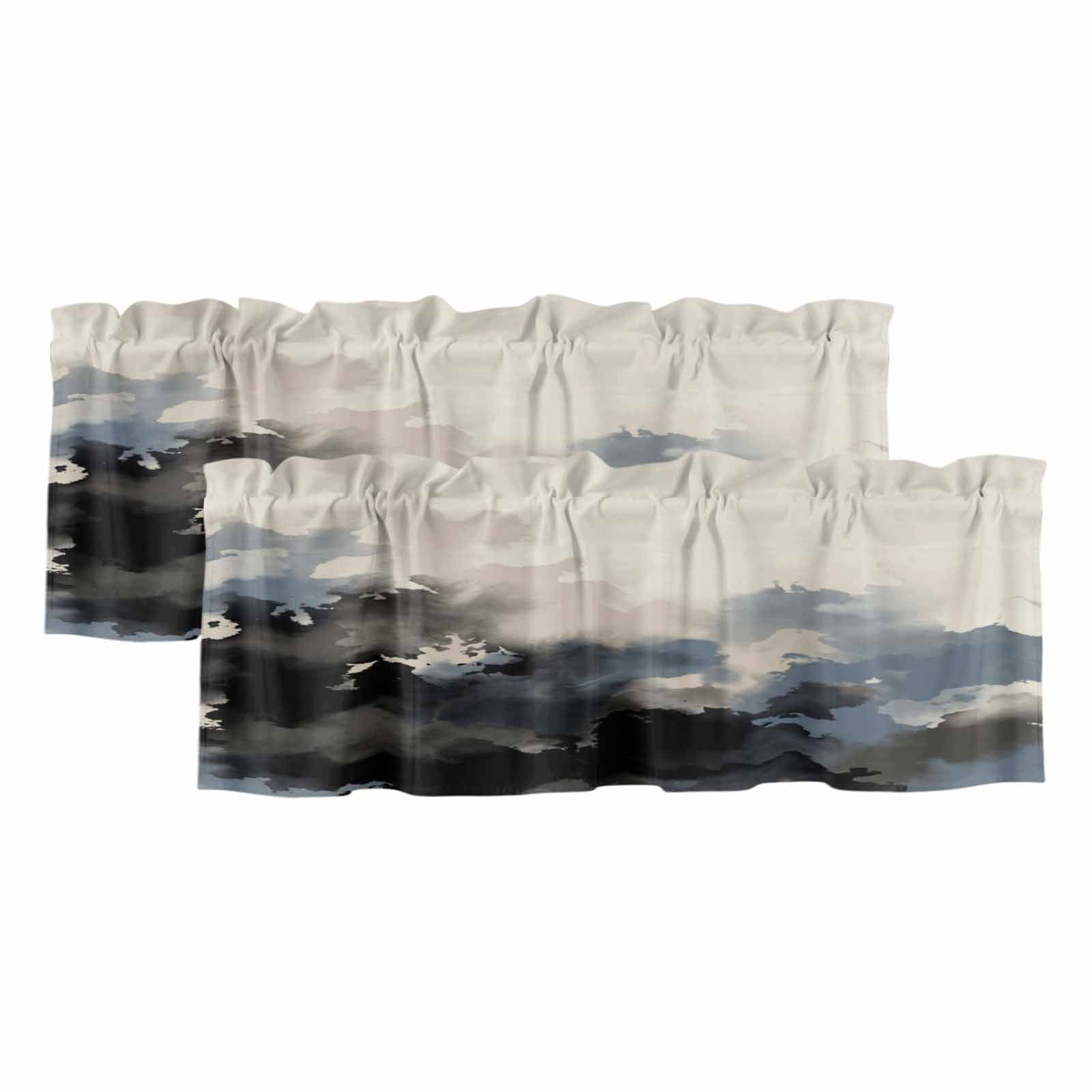 Abstract 2 Panels Kitchen Valance, Oil Painting Industry Style Fog ...