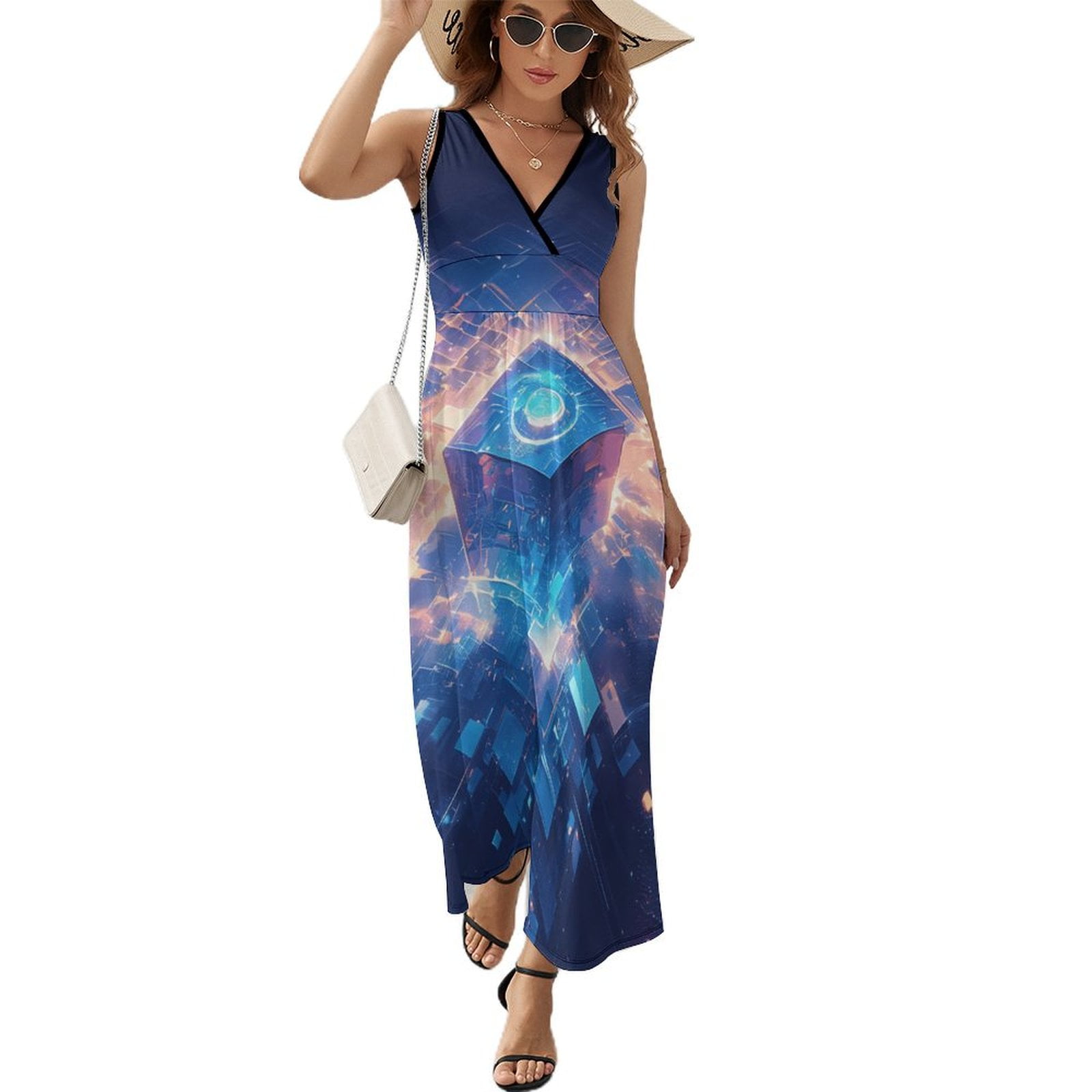 Abstract 3D Futuristic Geometric Plaid Art Sleeveless Dress Women's ...