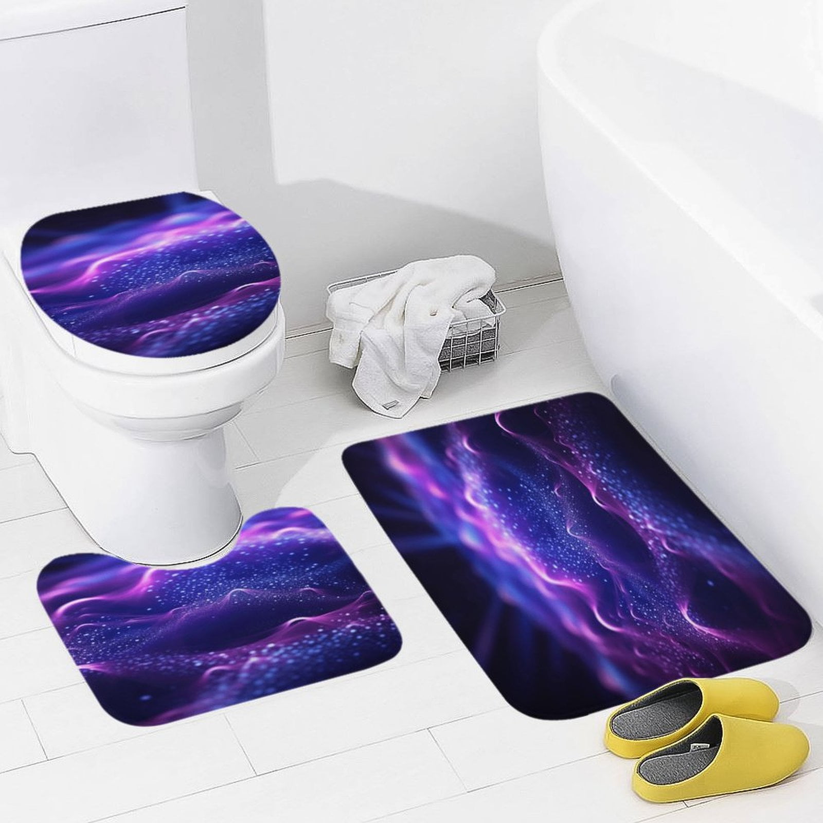 Abstract 3D Futuristic Geometric Plaid Bathroom Mats Set 3-piece Bath ...