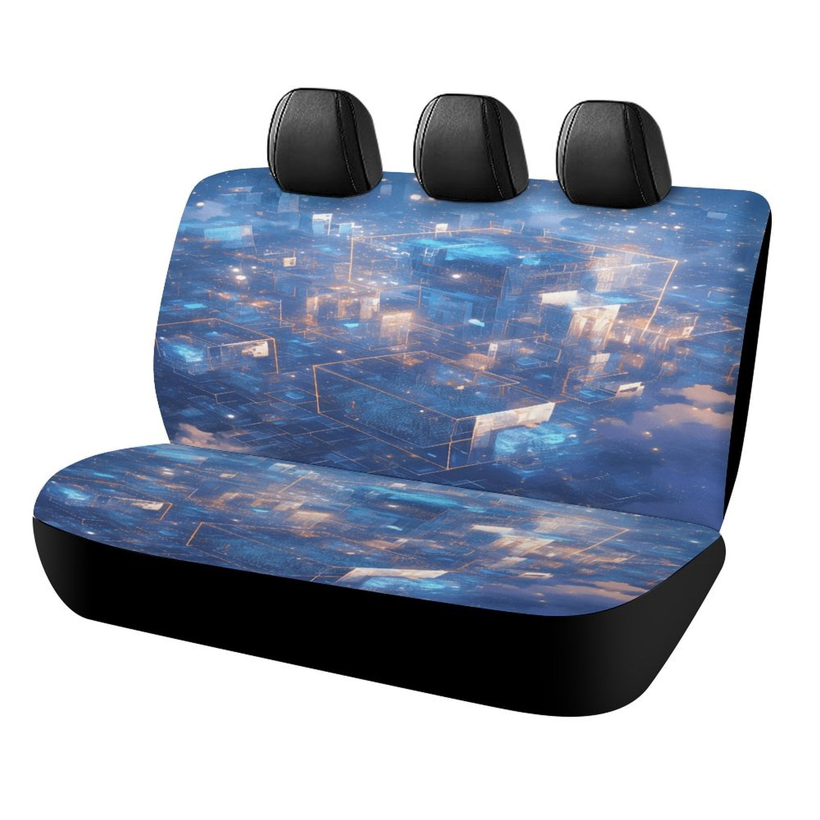 Abstract 3D Futuristic Geometric Plaid Rear Seat Covers, Car Backseat ...
