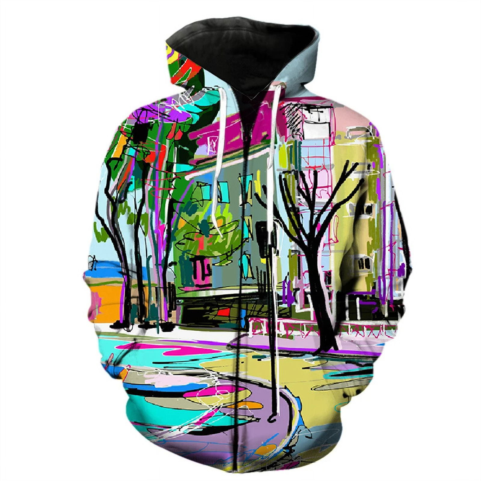 Abstract 3D Printed Art Graffiti Zipper Hoodie For Men Spring Hip Hop ...