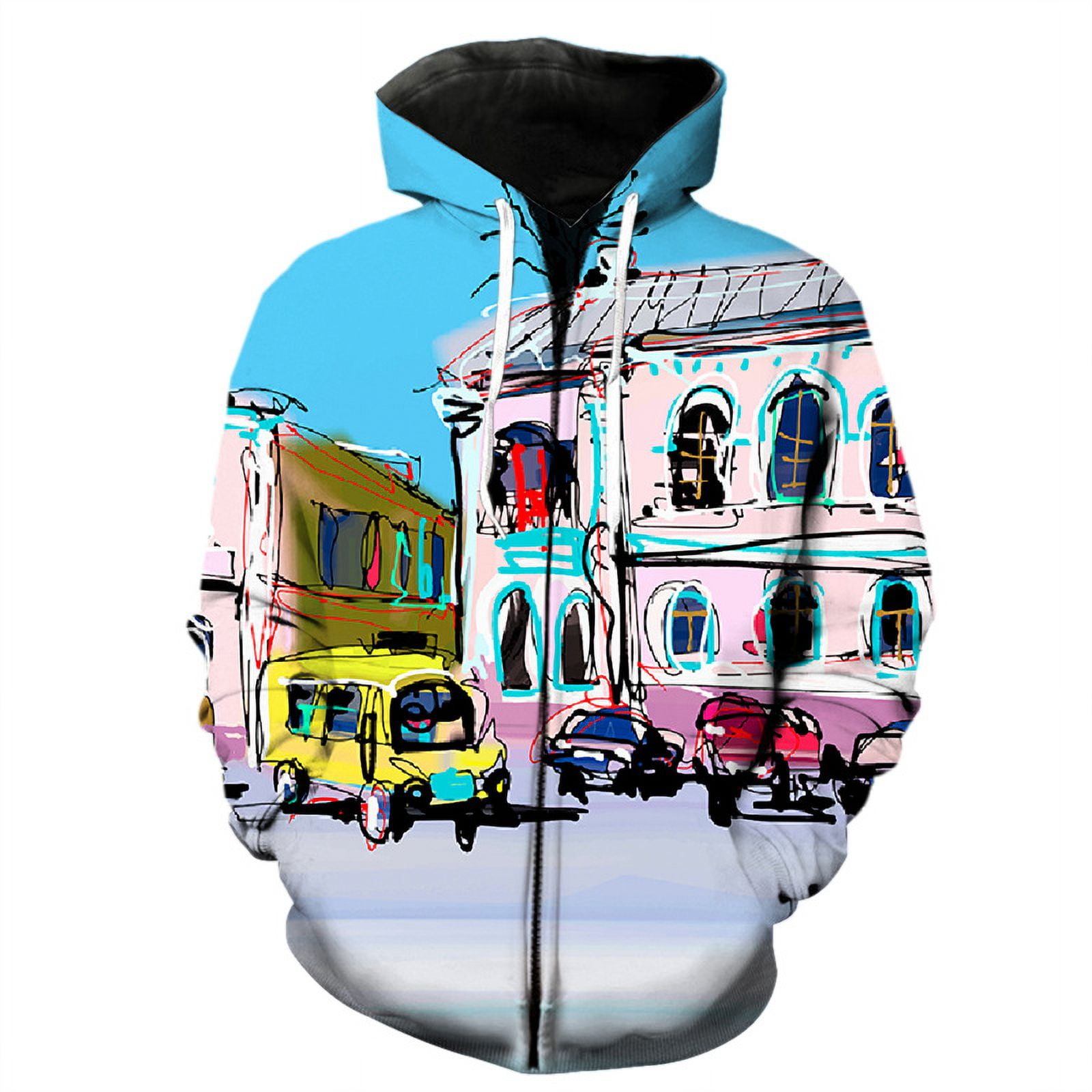 Abstract 3D Printed Art Graffiti Zipper Hoodie For Men Spring Hip Hop ...