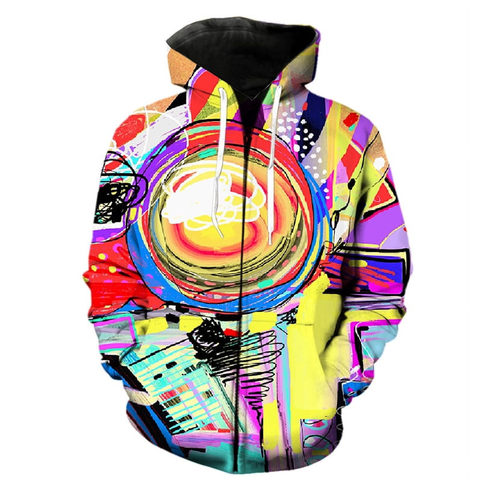 Abstract 3D Printed Art Painting Zipper Hoodie Men Kids Spring Hip Hop ...