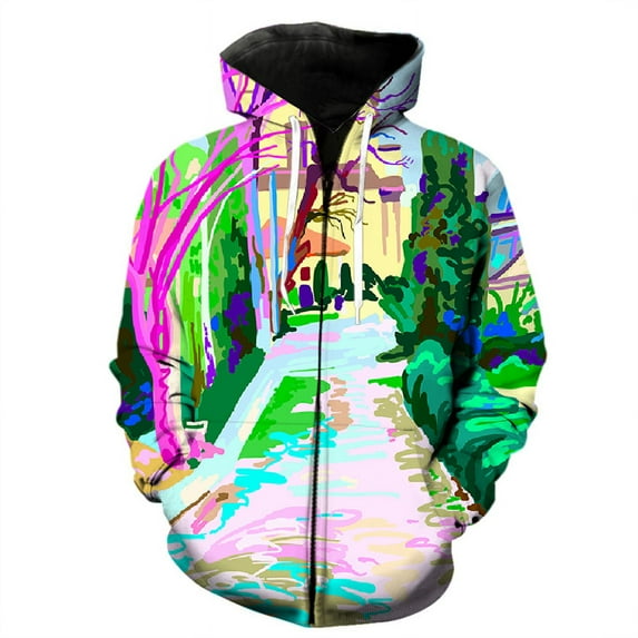 Abstract 3D Printed Art Painting Zipper Hoodie Men Kids Spring Hip Hop ...