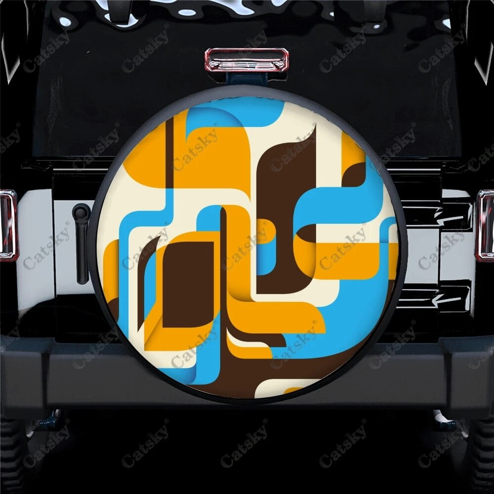 Abstract 3d Shapes Print Spare Tire Cover Waterproof Tire Wheel