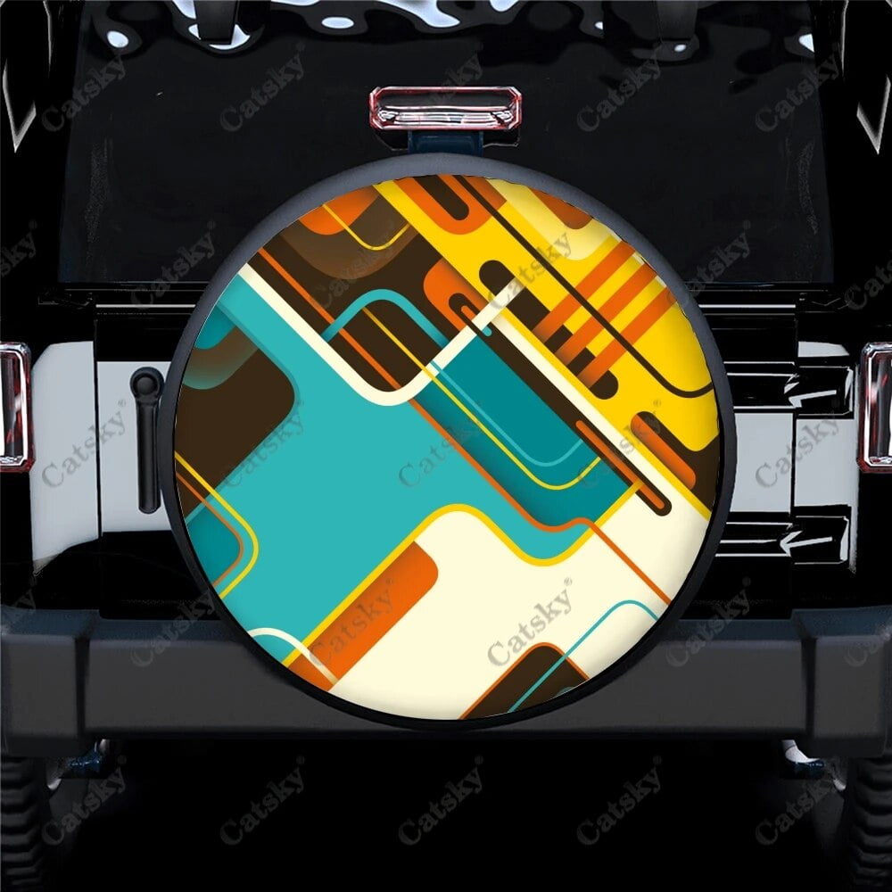 Abstract 3d Shapes Print Spare Tire Cover Waterproof Tire Wheel