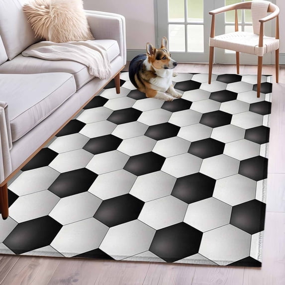 Abstract 3D Soccer Skin Washable Area Rug 2.7x5 Modern Abstract ...