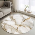 Abstract 3FT Round Area Rugs for Living Room White Marble Pattern Gold ...