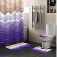 Abstract 4PCS Shower Curtains Set with Toilet Lid Cover Non-Slip Rugs ...