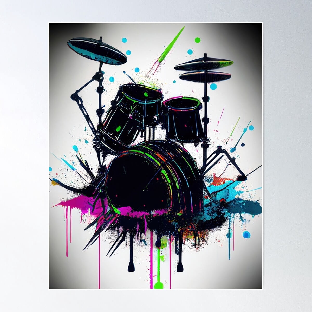 Abstract 5 Piece Drum Set Illustration Music Series Poster Wall Art ...