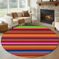 Abstract 5FT Round Area Rugs for Living Room Colorful Mexican Stripe ...