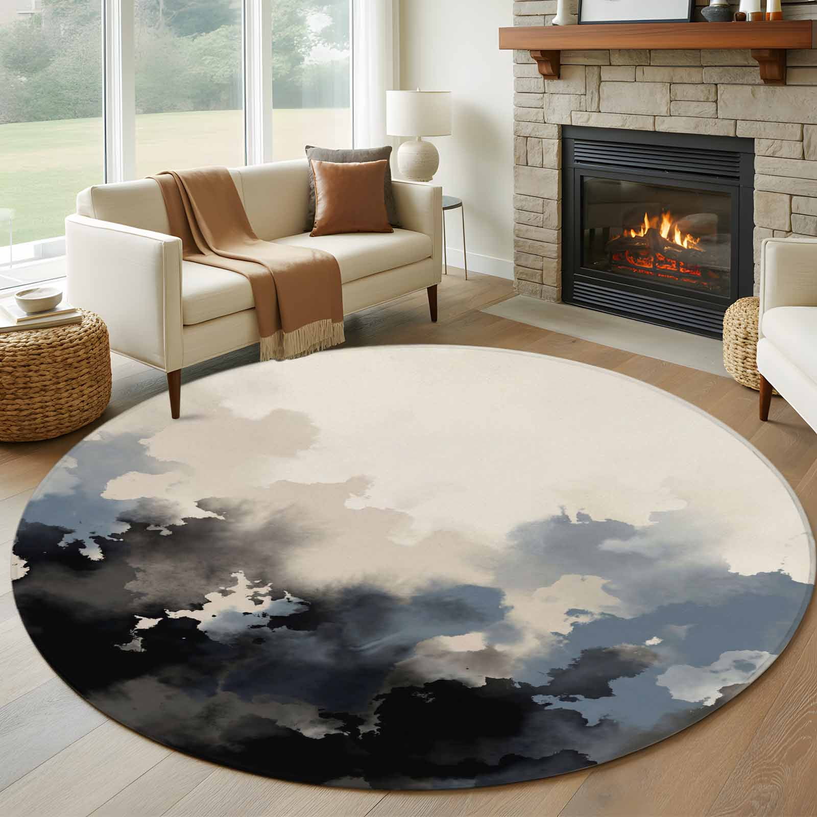 Abstract 6FT Round Area Rugs for Living Room Oil Painting Industry ...
