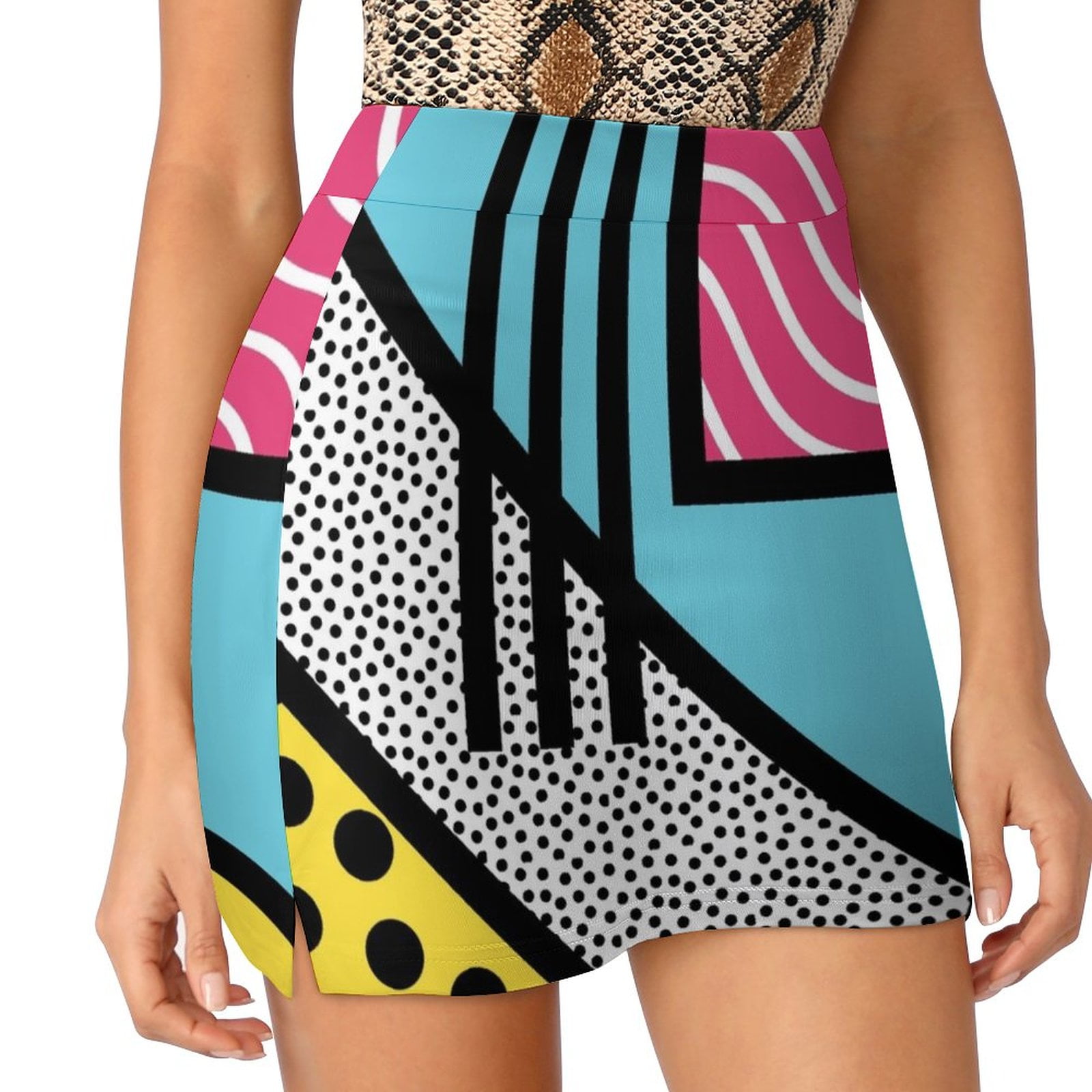 Abstract 80s memphis pop art style graphics Light Proof Trouser Skirt ...