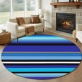 Abstract 8FT Round Area Rugs for Living Room Colorful Mexican Stripe ...