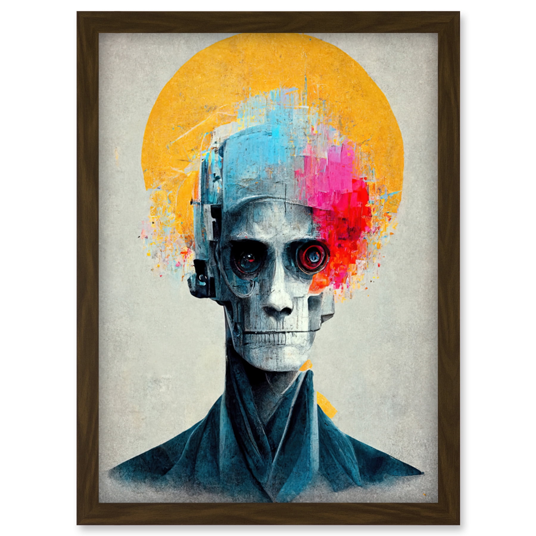 Abstract AI Cyborg Halo Saint Robot Artwork Framed Wall Art Print A4 ...