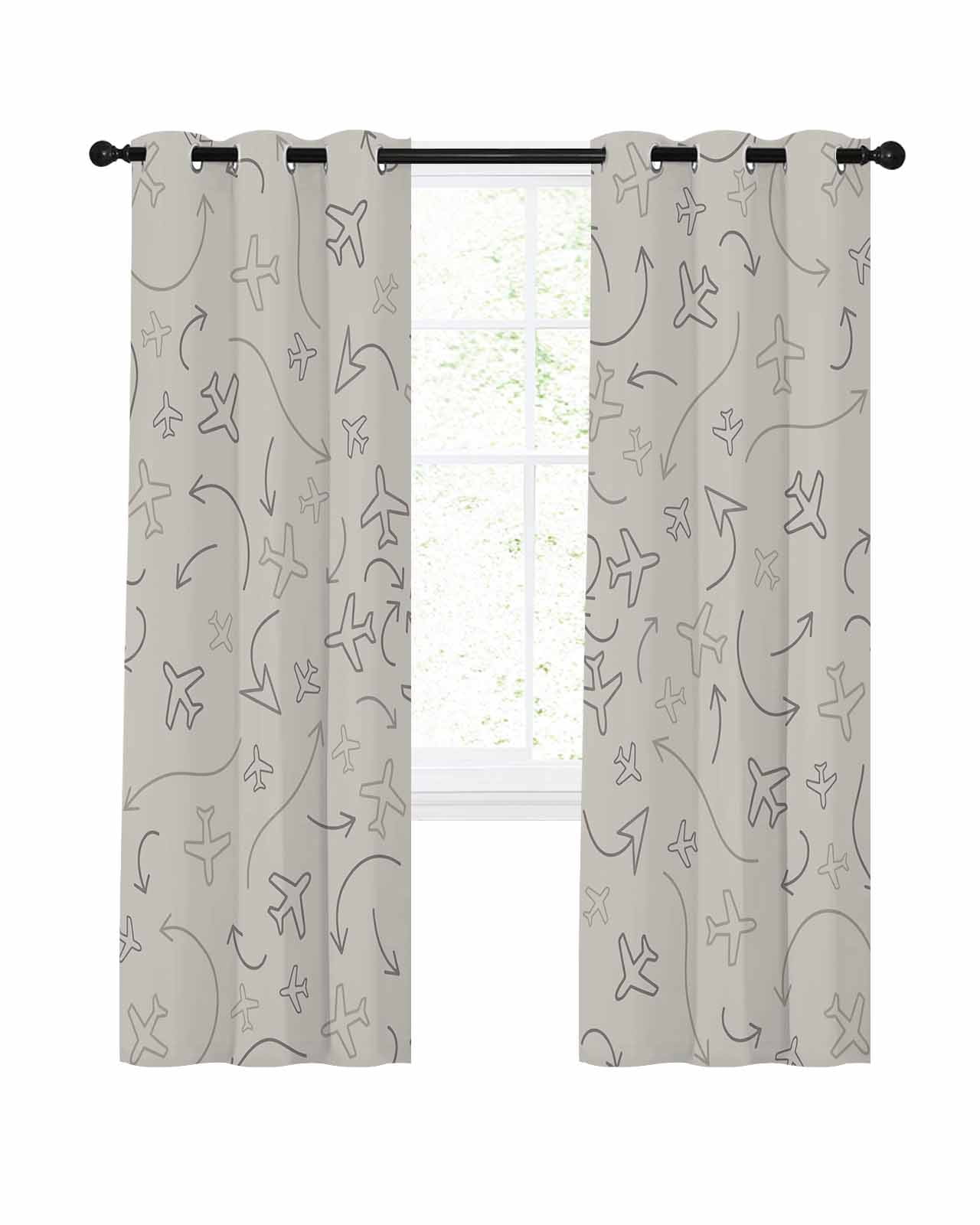 Abstract Aircraft Blackout Curtains 72 Inch Length Airplane Line Arrows ...