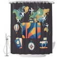 Abstract Aircraft Shower Curtain for Bathroom, Map Luggage Camera ...