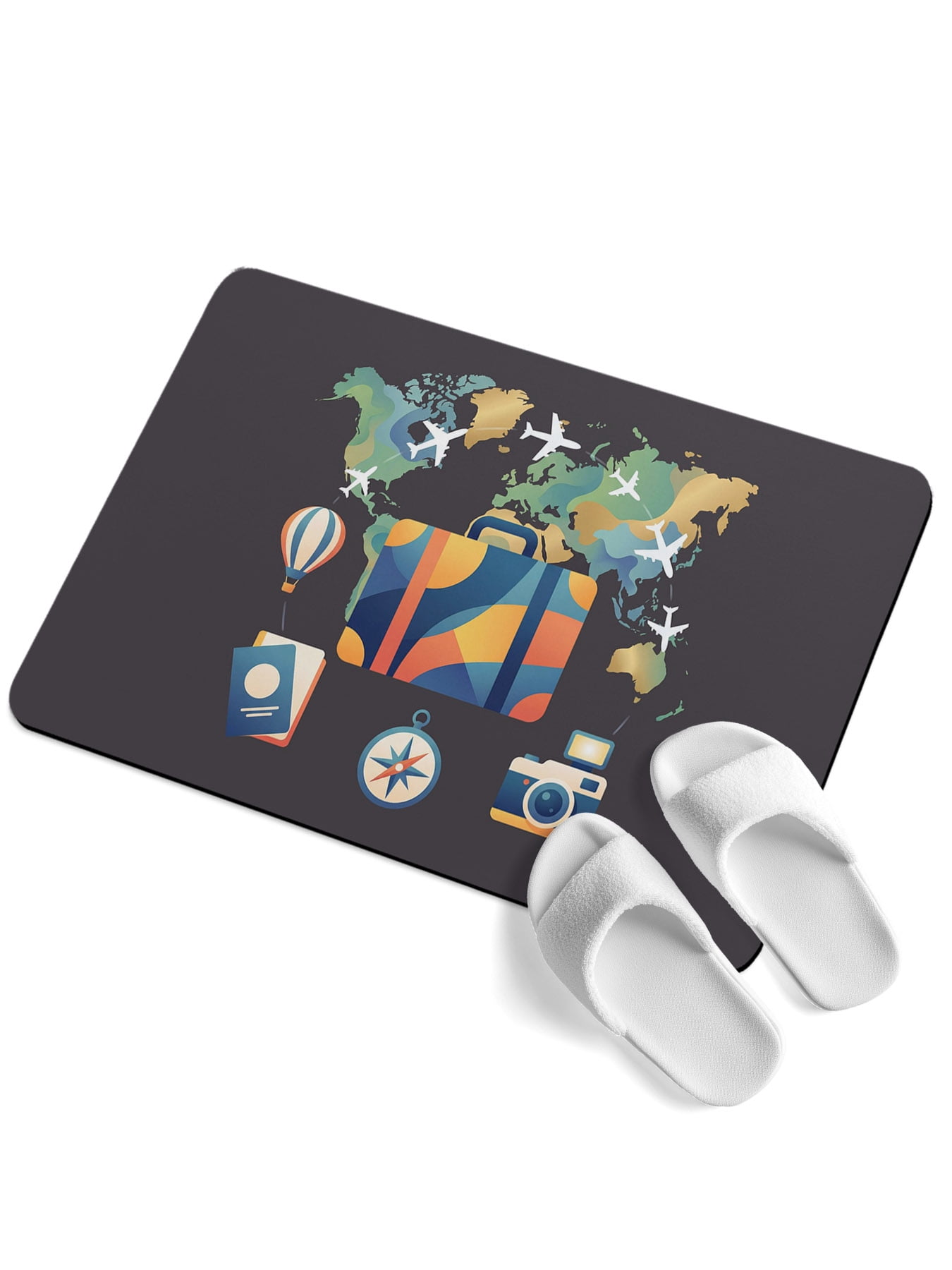 Abstract Aircraft Soft Diatomaceous Earth Mat, Map Luggage Camera ...