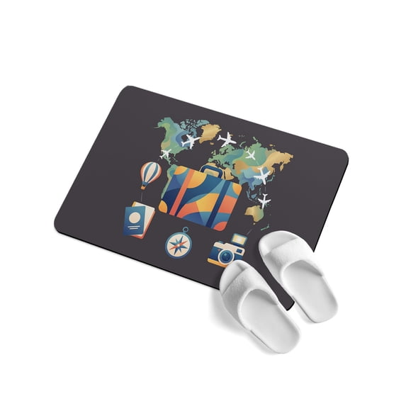 Abstract Aircraft Soft Diatomaceous Earth Mat, Map Luggage Camera ...