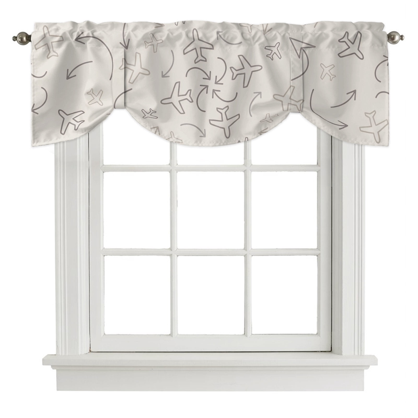 Abstract Aircraft Tie Up Valance Curtains Airplane Line Arrows Vintage ...