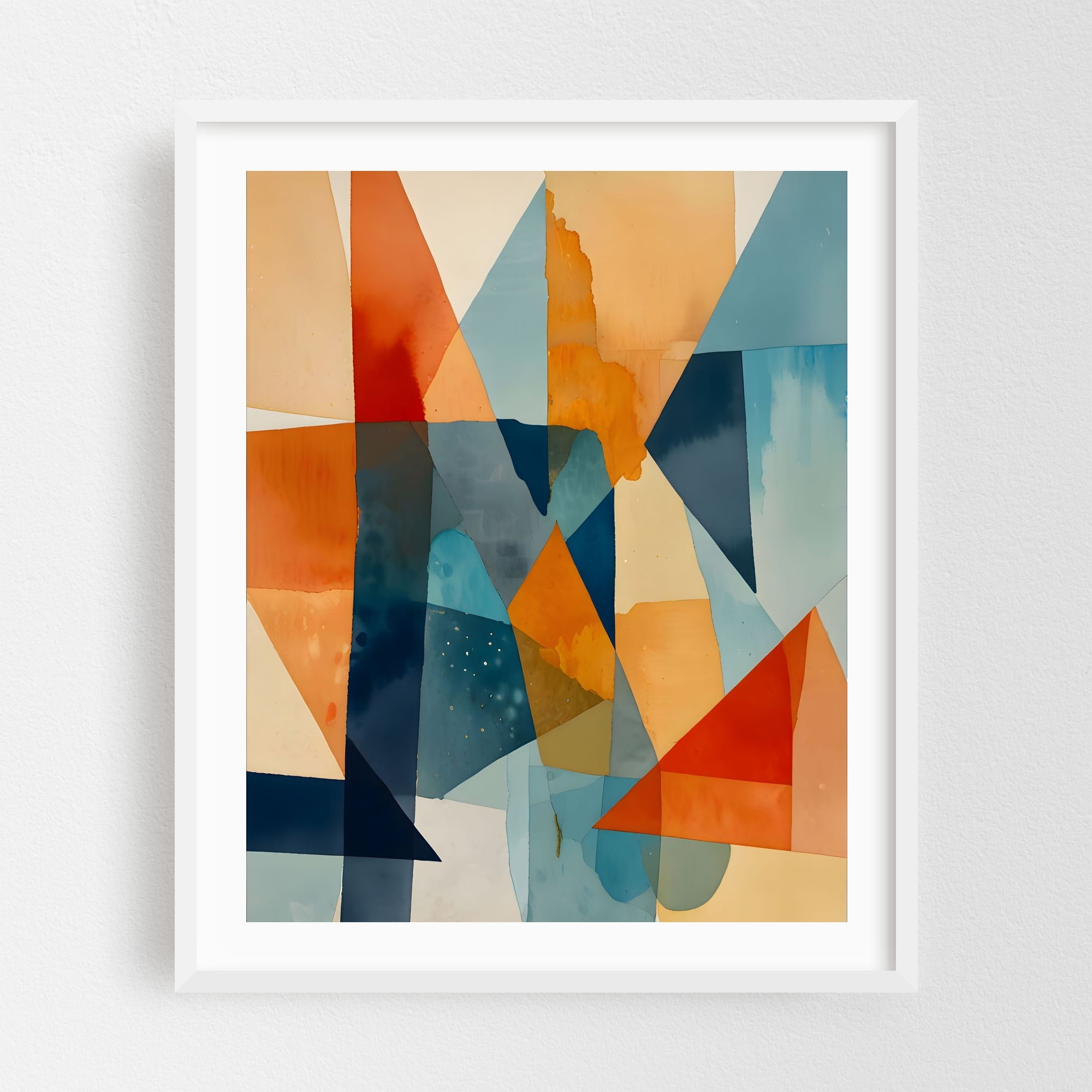 Abstract Angles of Blue and Orange - India Painting Geometric Modern ...