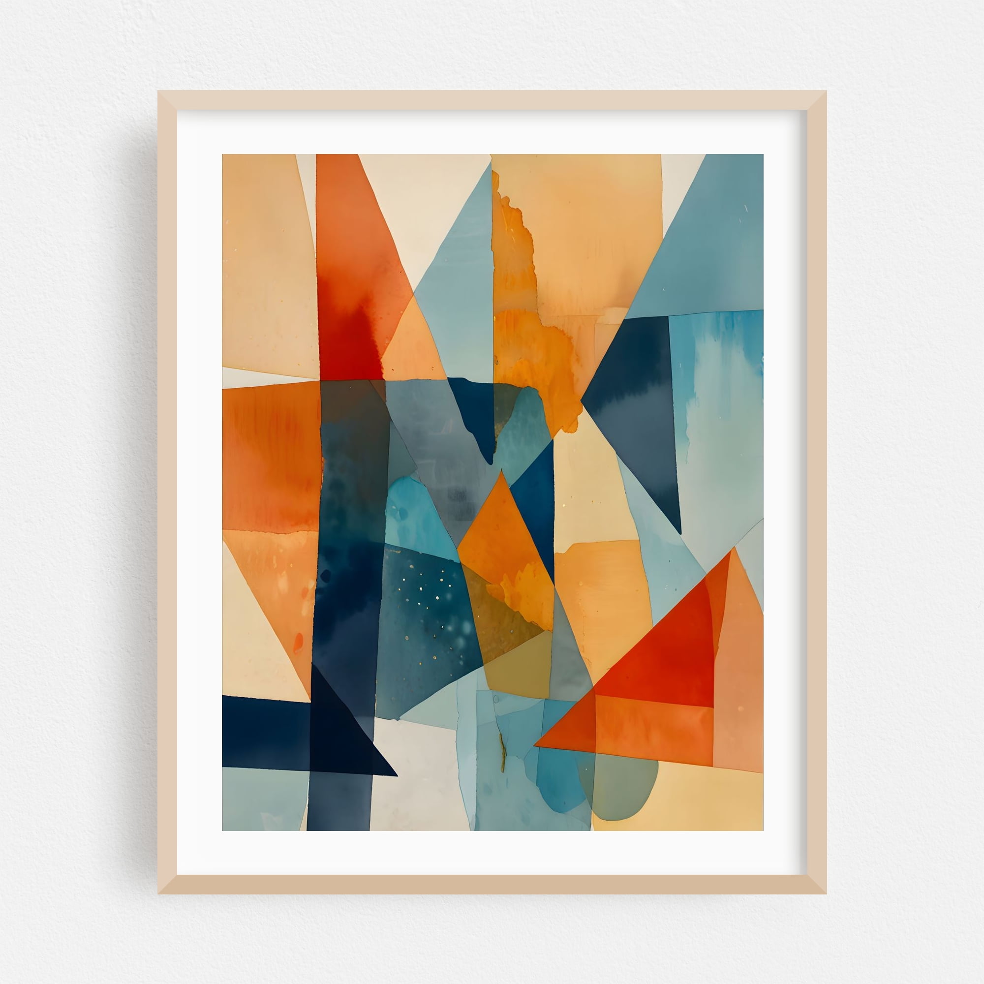 Abstract Angles of Blue and Orange - India Painting Geometric Modern ...