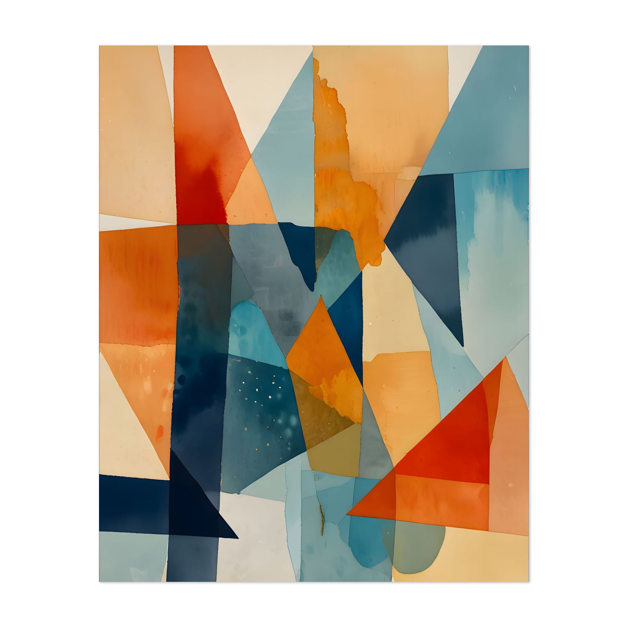 Abstract Angles of Blue and Orange - India Painting Geometric Modern ...
