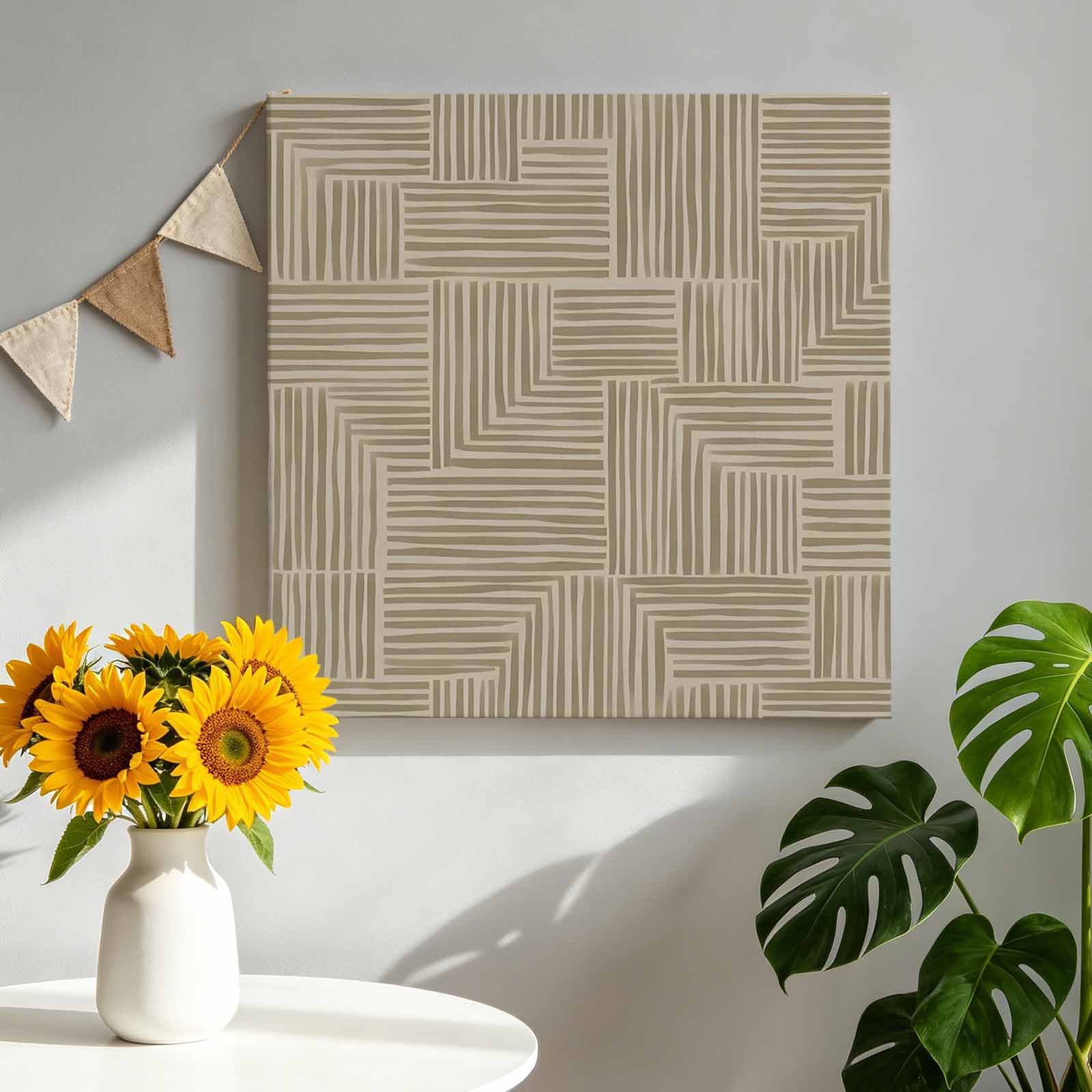Abstract Angular Line Canvas Wall Art for Living Room, Geometric L ...