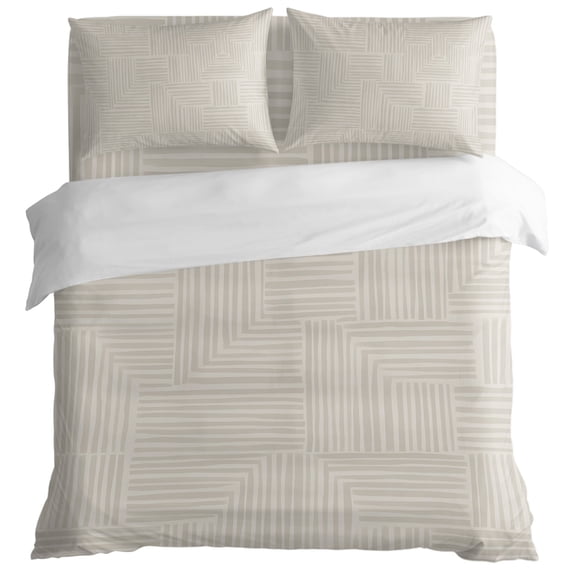 Abstract Angular Line Duvet Cover Set Full Size, Geometric L-shaped ...