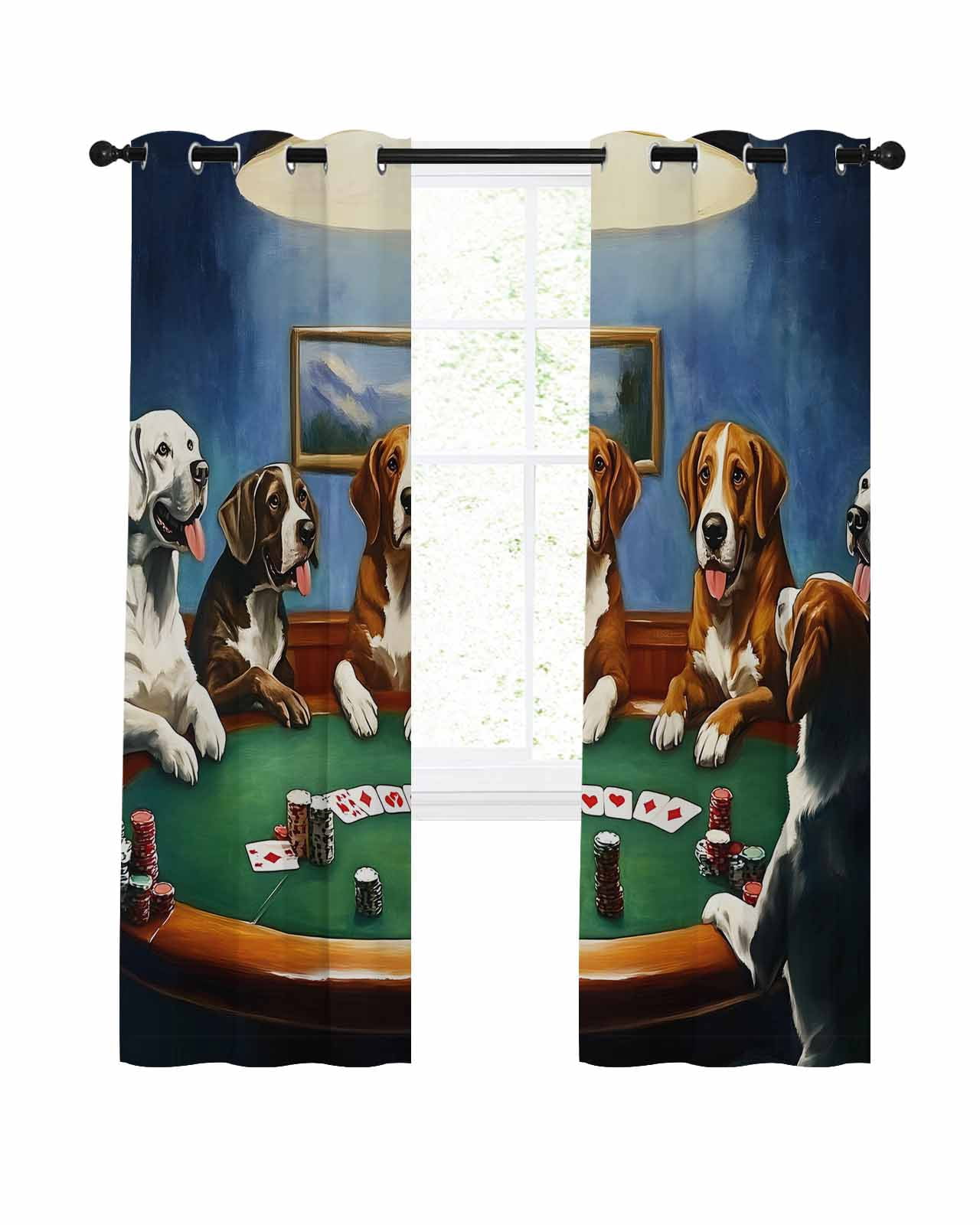 Abstract Animal Blackout Curtains 63 Inch Length Dog In The Room Play ...