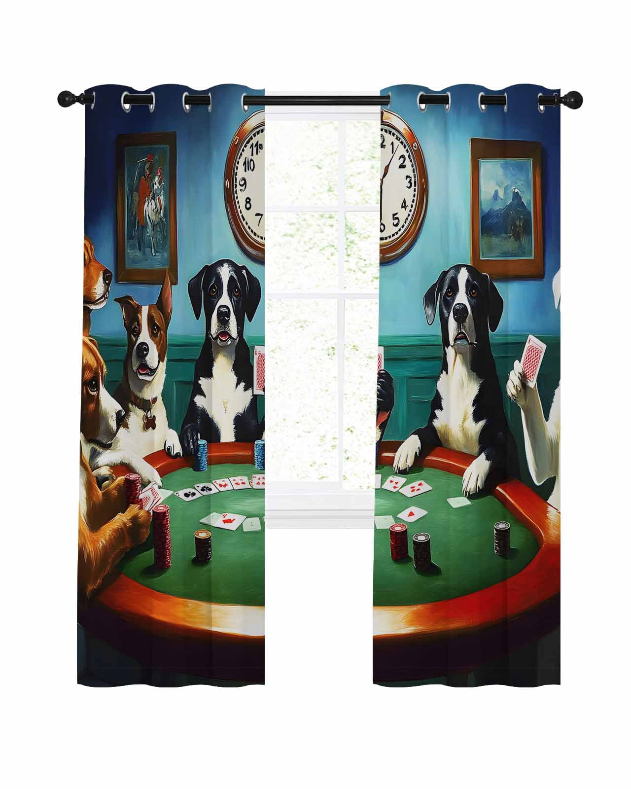 Abstract Animal Blackout Curtains 84 Inch Length Dog In The Room Poker ...
