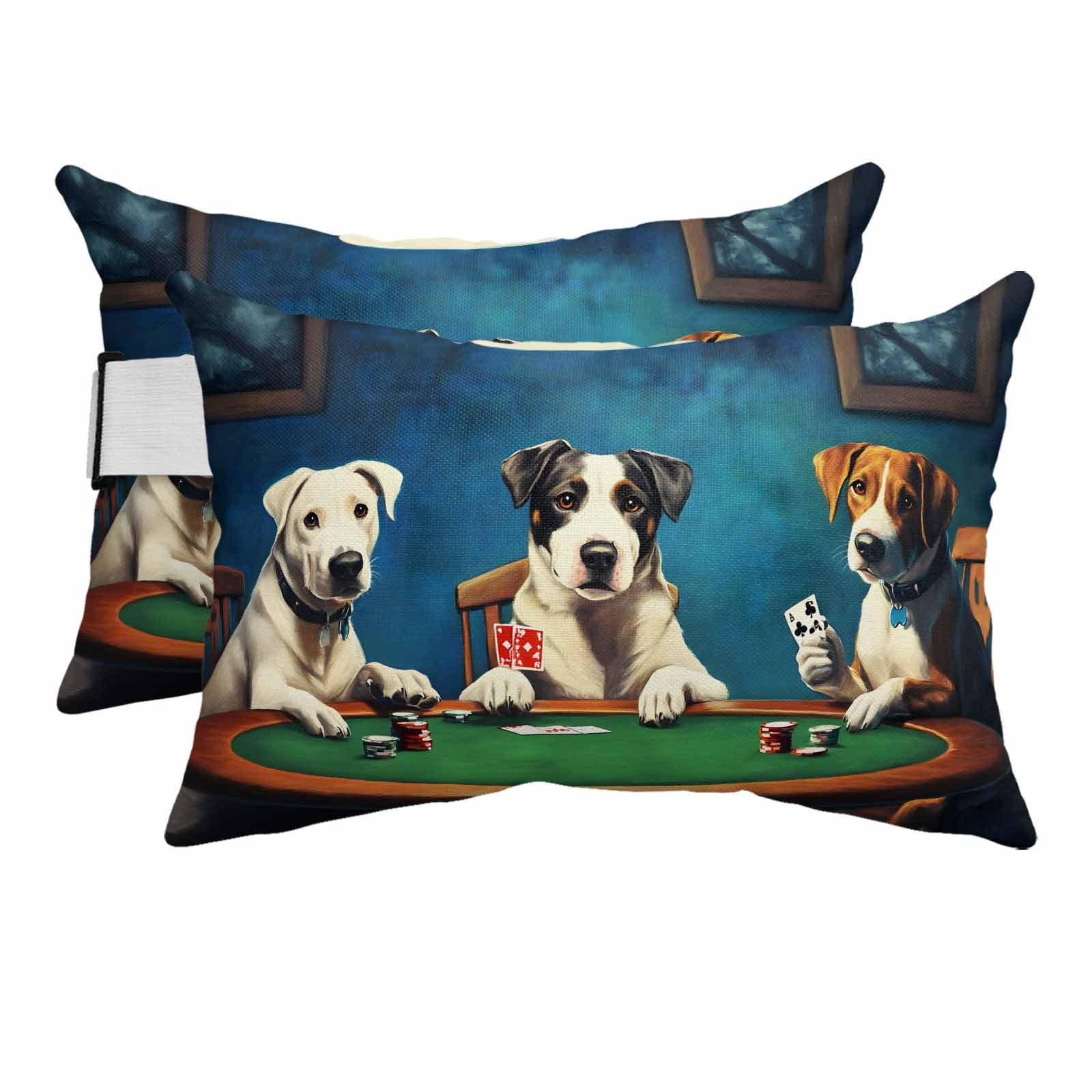 Abstract Animal Outdoor Chaise Lounge Pillows Dog Playing Poker Game ...