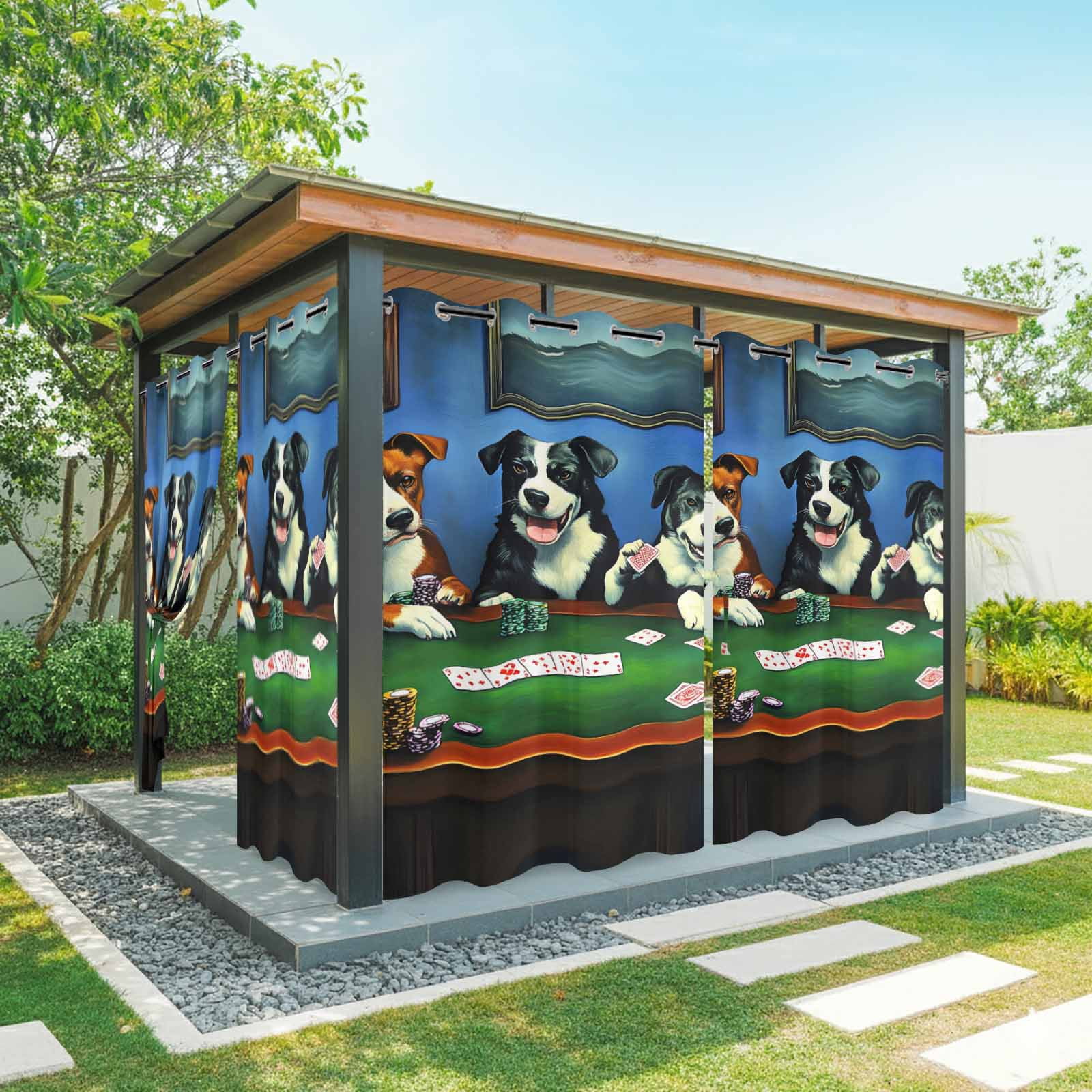Abstract Animal Outdoor Curtains for Patio Waterproof, Dog In The Room ...