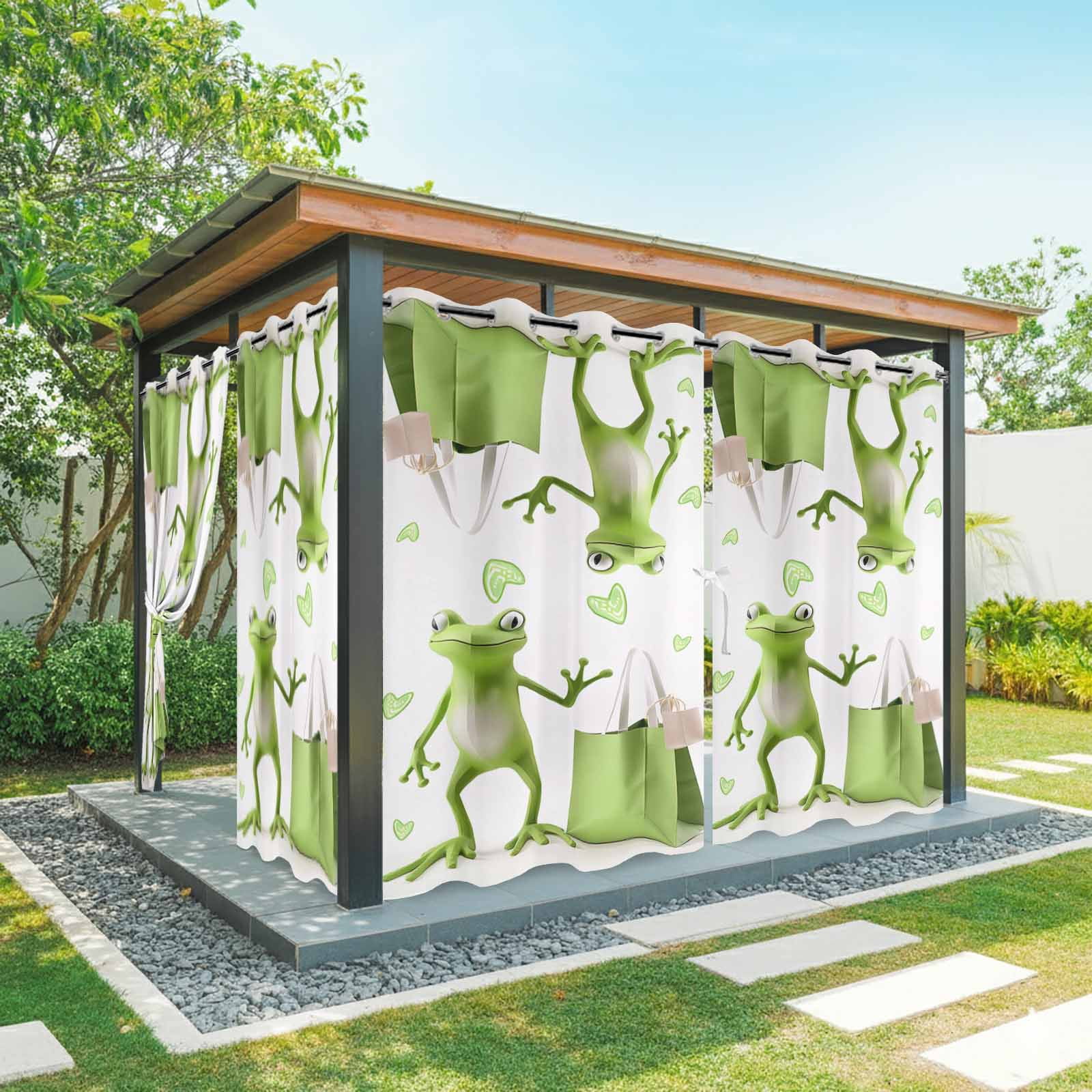 Abstract Animal Outdoor Curtains for Patio Waterproof, Frog Heart ...
