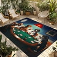 Abstract Animal Outdoor Rug, Dog In The Room Playing Poker Games Non ...