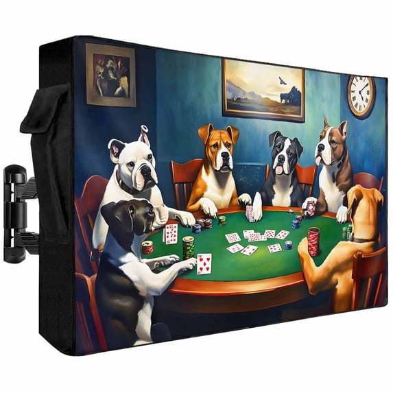 Abstract Animal Outdoor TV Cover 40 to 43 inch Dog In The Room Poker ...