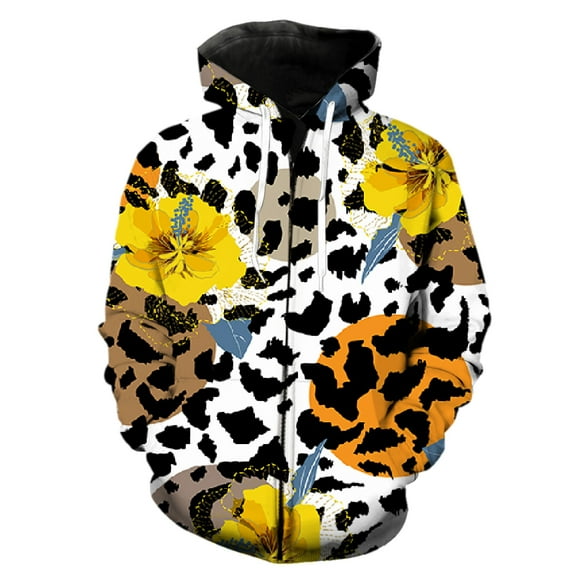 Abstract Animal Pattern Men's Zipper Hoodie Teens With Hood Jackets ...
