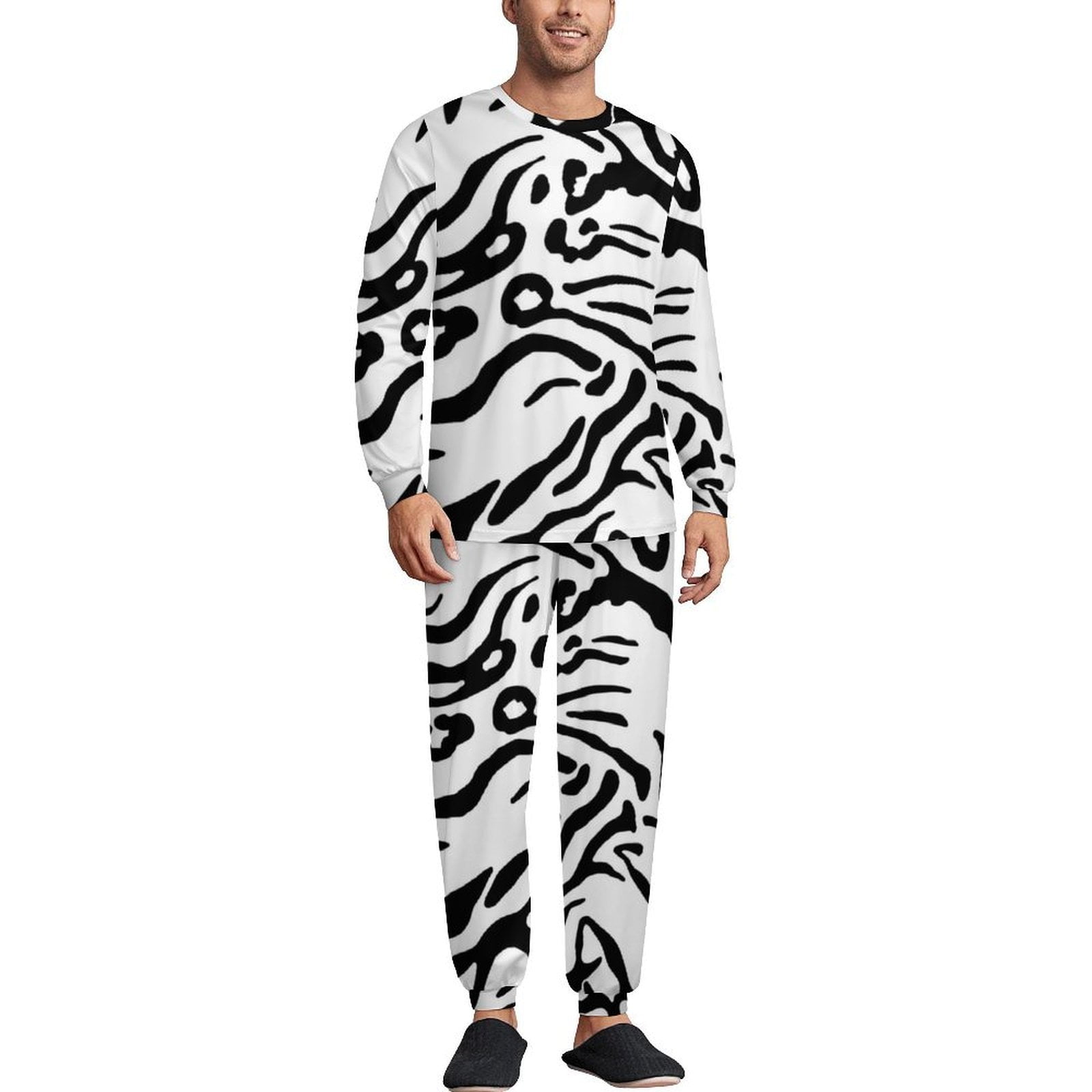 Abstract Animal Print Pajamas Man Warm Sleepwear Autumn Long-Sleeve 2 ...