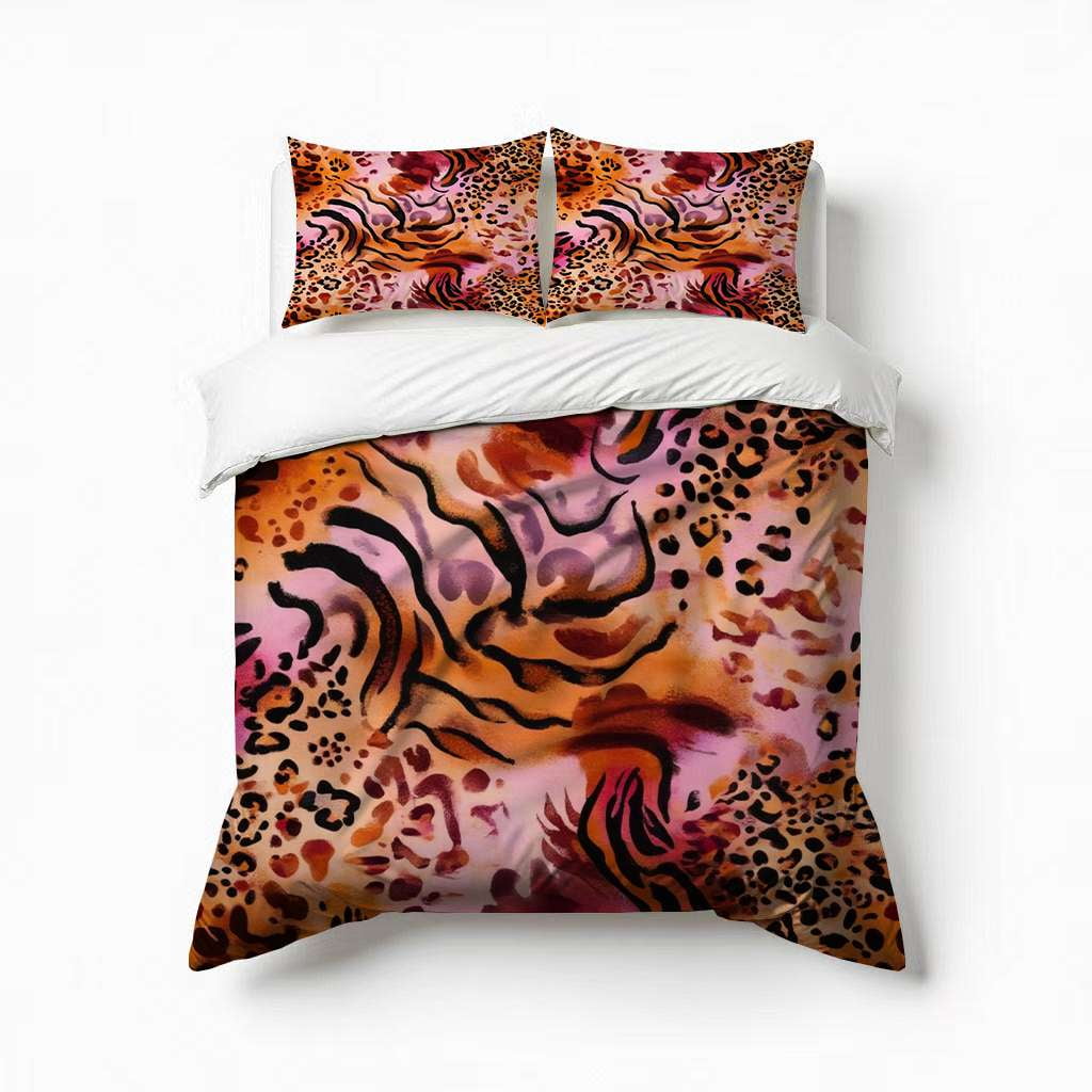Abstract Animal Print Textile Bedding Set 3 Pcs Soft Microfiber Quilt ...