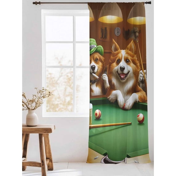 Abstract Animal Sheer Curtains 108 Inch Long 1 Panel Dog In The Room ...